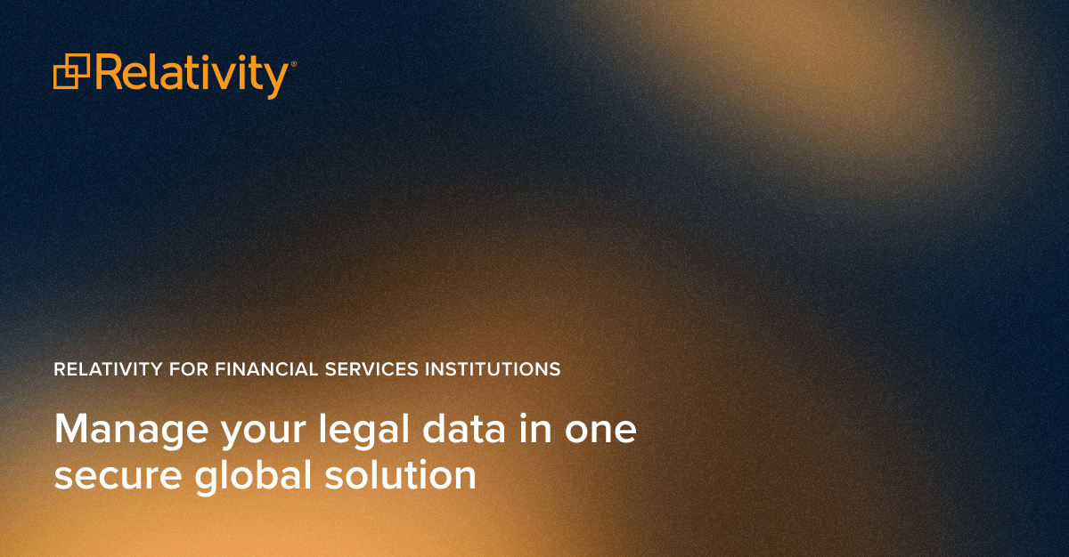 Relativity for Financial Services Institutions