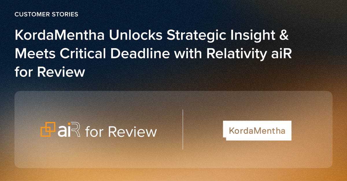 KordaMentha - Relativity aiR | Customers